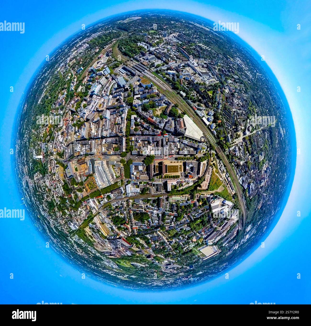 Aerial view, City with Bermuda triangle and pedestrian zone, Central ...