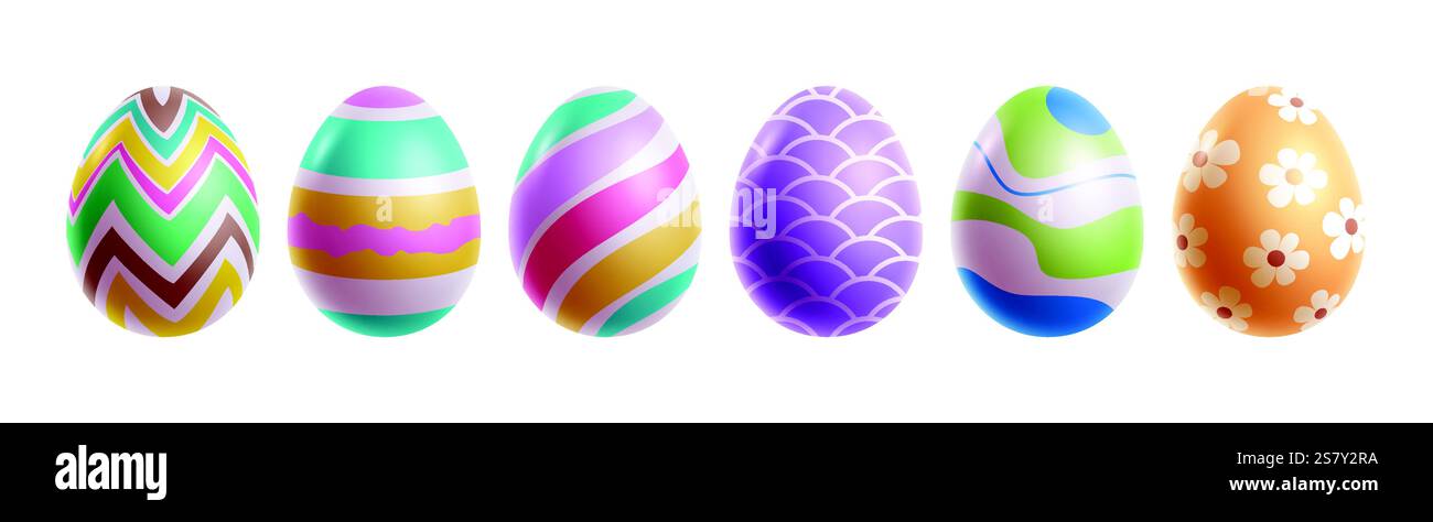 Eggs easter colorful 3d clipart set. Easter egg graphic elements in ...
