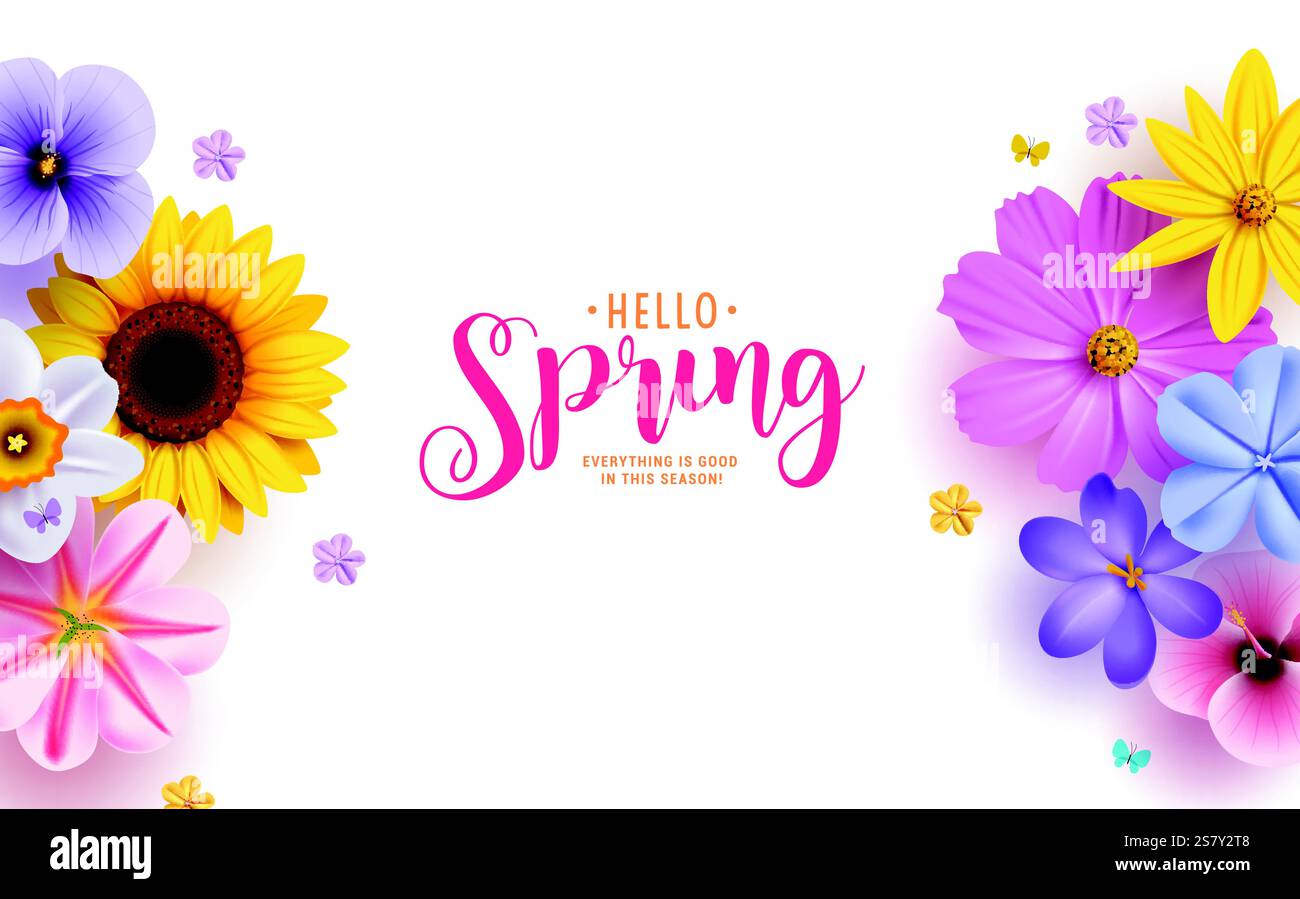 Spring hello greeting text clipart design. Hello spring greeting card ...