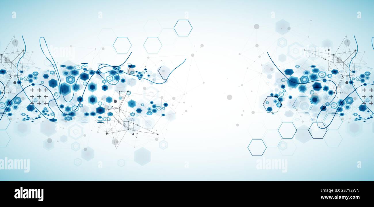Abstract hexagon background with plexus effect for design works. Vector ...