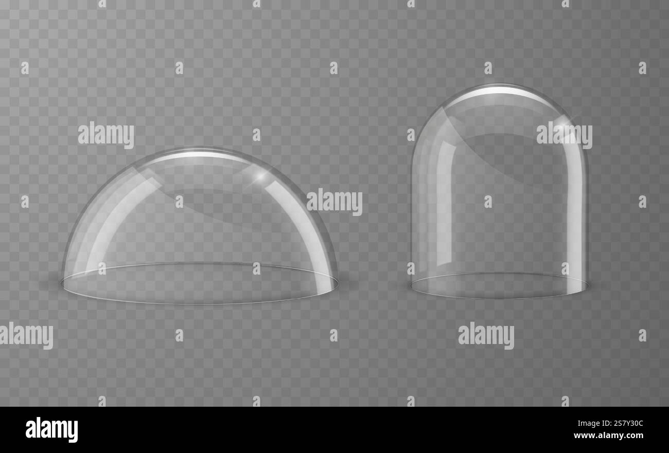 Glass domes of different spherical shapes and sizes in realistic 3d ...