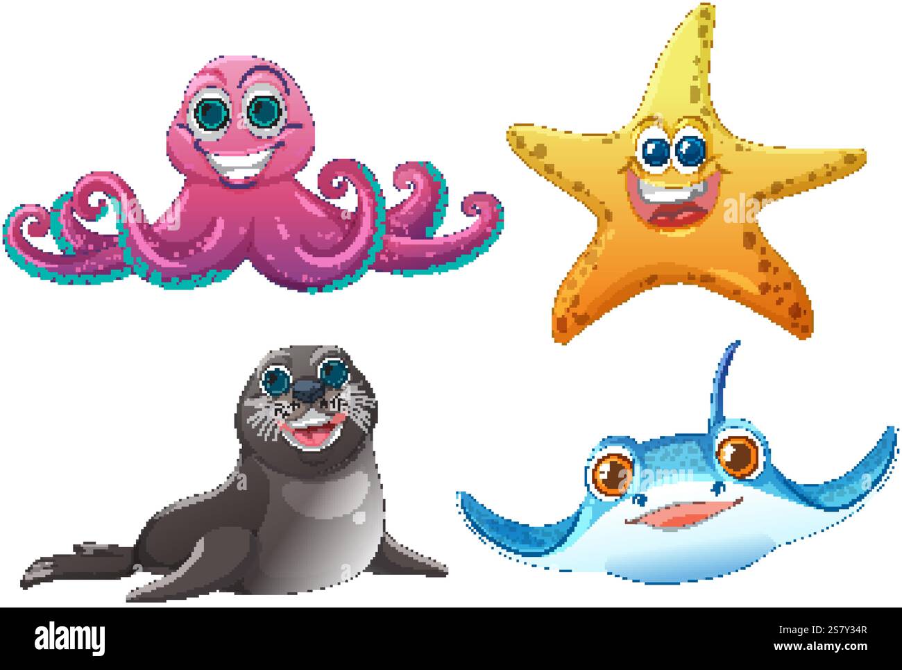 Happy sea creatures Cut Out Stock Images & Pictures - Alamy