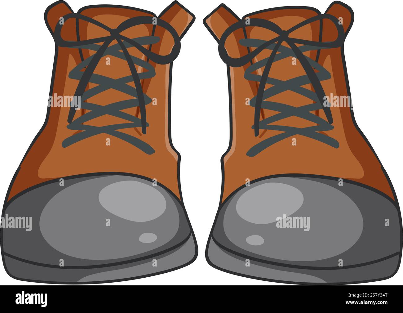 Vector art of brown boots with black laces Stock Vector Image & Art - Alamy