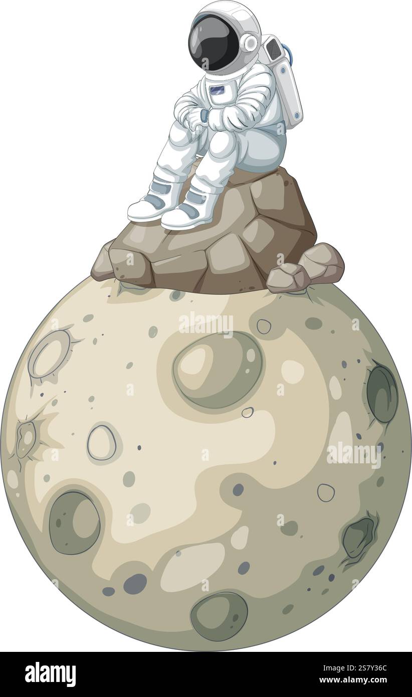 Astronaut sitting on a moon rock Stock Vector Image & Art - Alamy