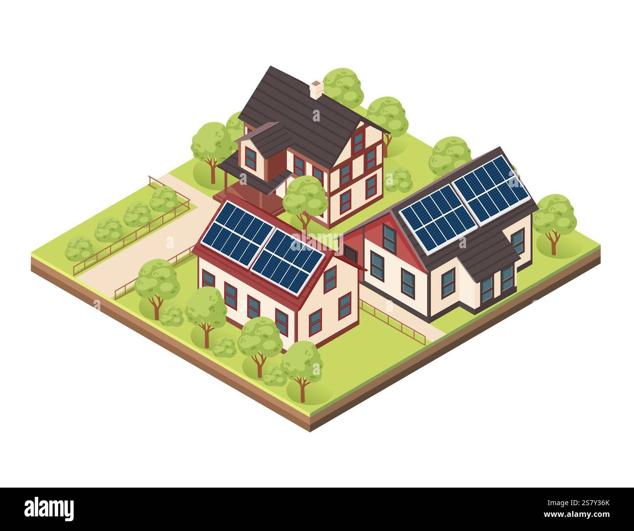 Isometric block with layers of earth. Community setup with multiple ...