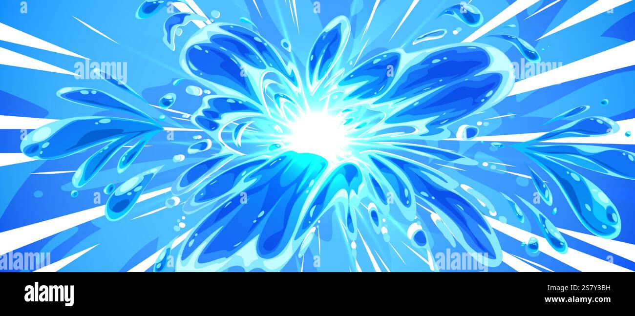 Anime water splash background. Vector cartoon illustration of blue ...