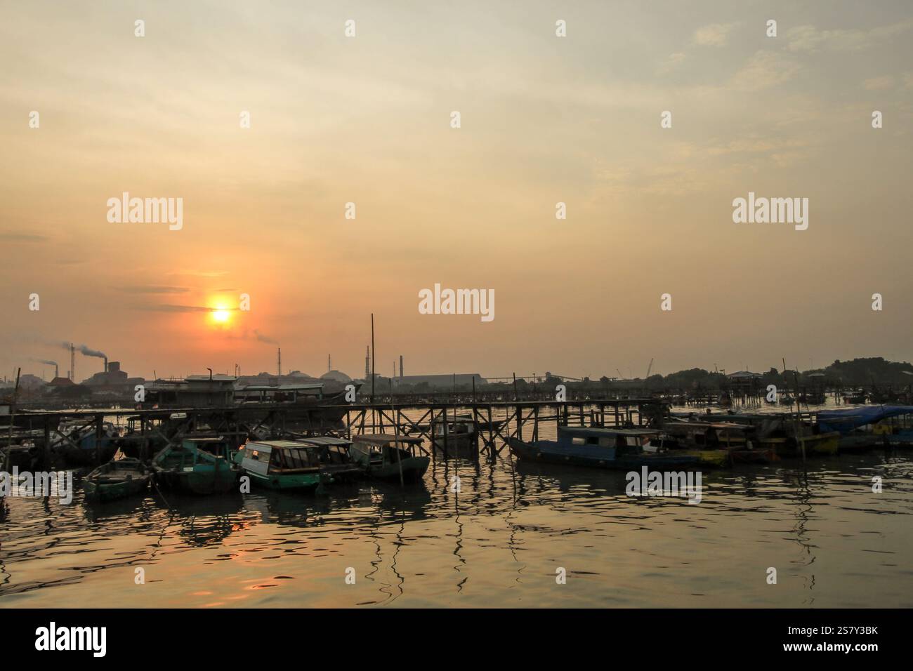 View of Kroman traditional port, Gresik, East Java, Indonesia Stock ...