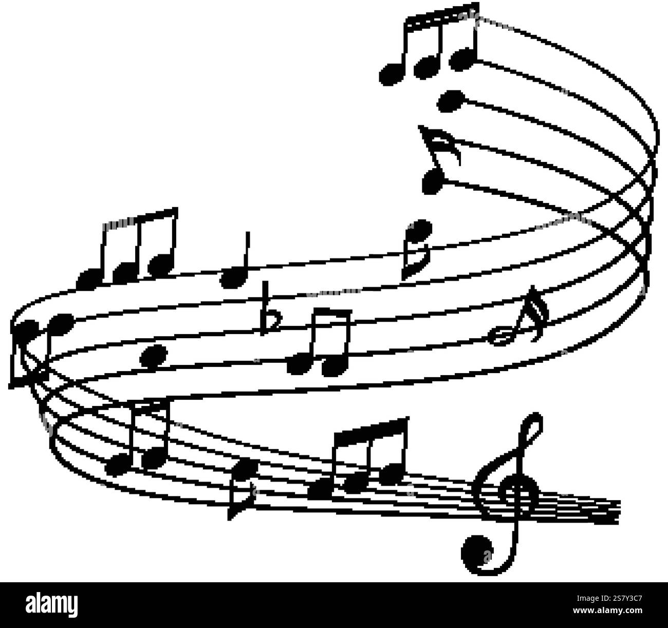 Curved staff with dynamic musical notes Stock Vector Image & Art - Alamy