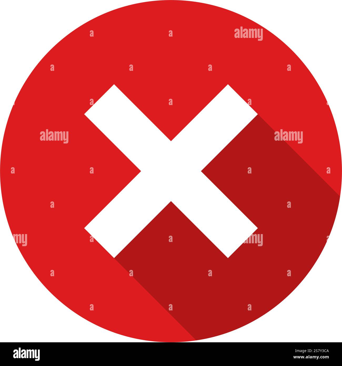 Red cross mark sign, Cross mark icon with long shadow, vector red x ...
