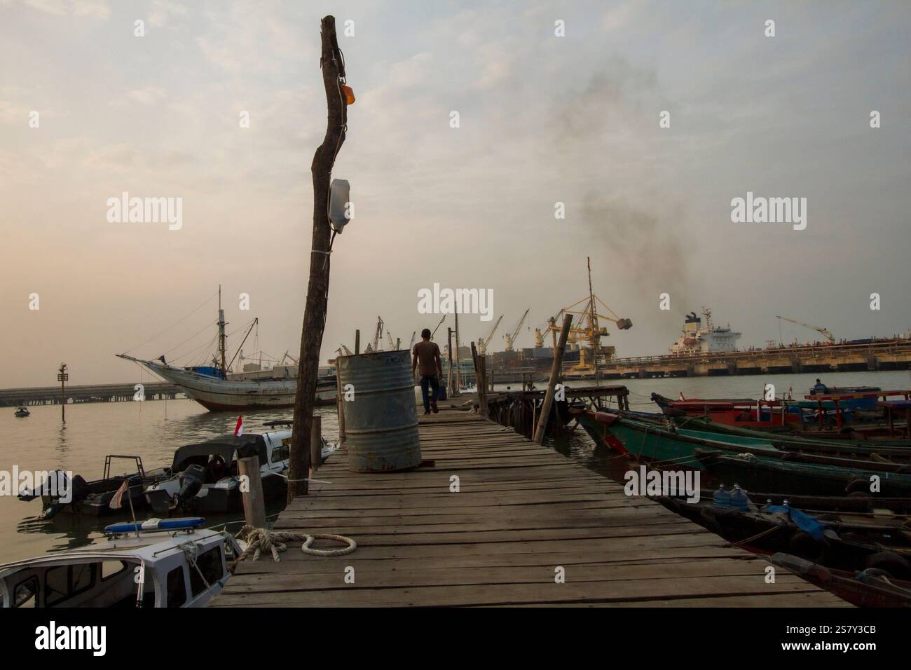 View of Kroman traditional port, Gresik, East Java, Indonesia Stock ...