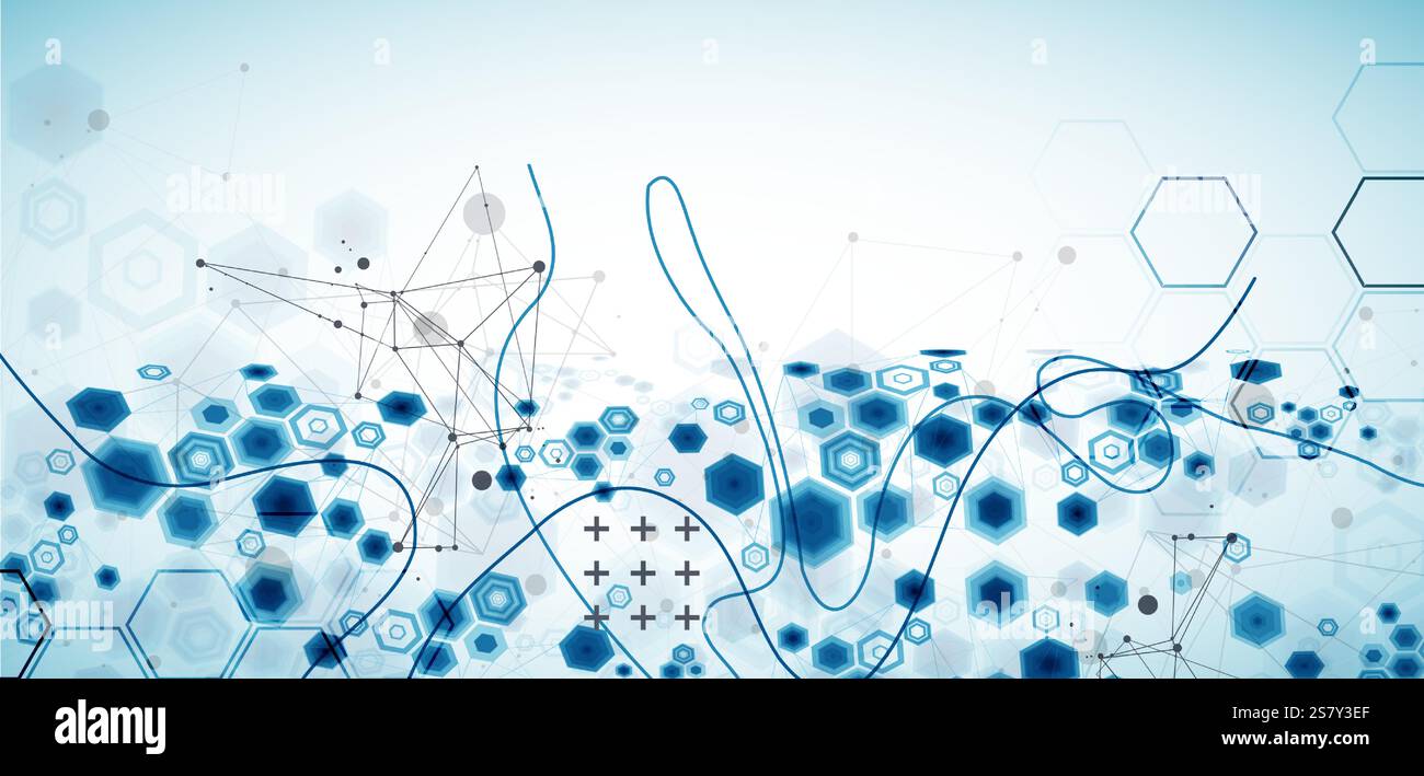 Abstract hexagon background with plexus effect for design works. Vector ...