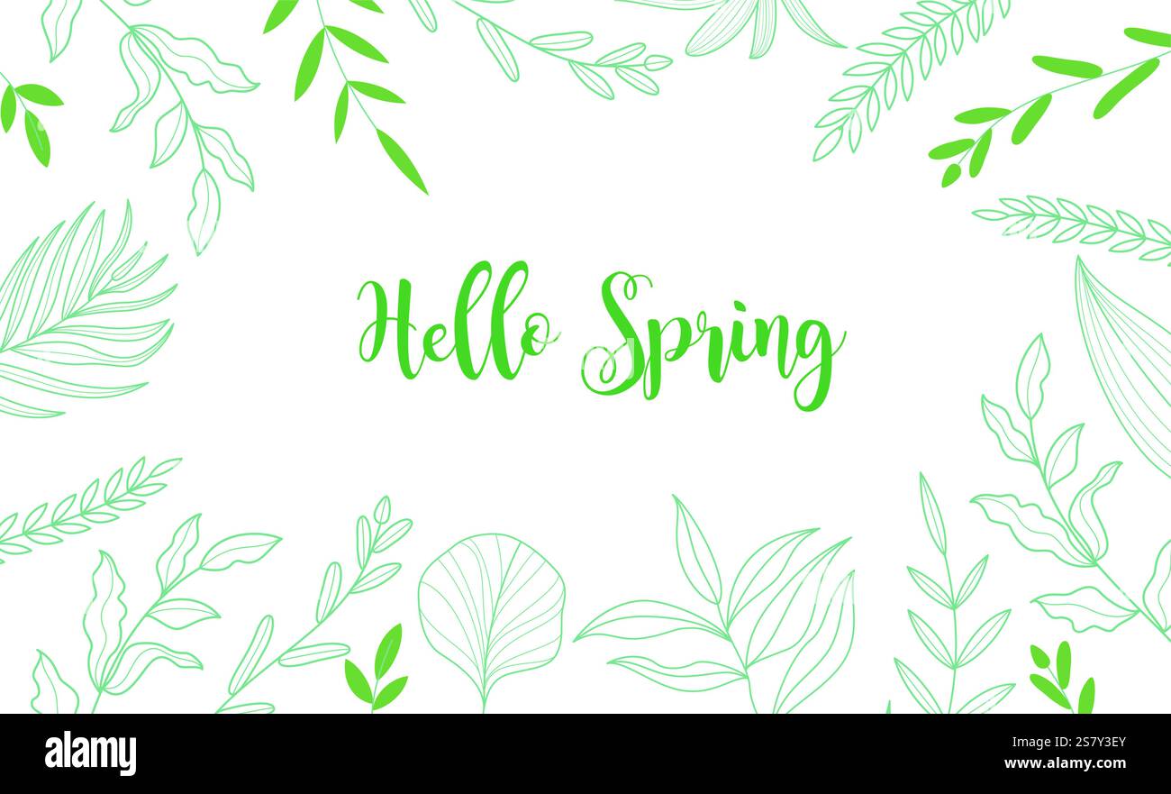 Spring hello greeting clipart background. Hello spring text with ...