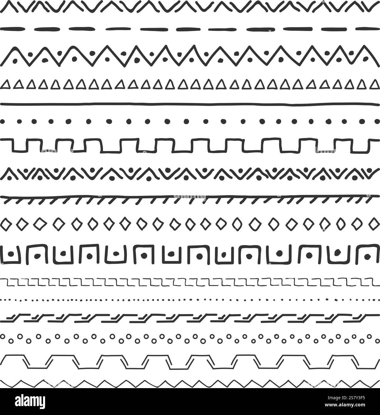 17 Hand drawn geometric dividers on white background, vector eps10 ...