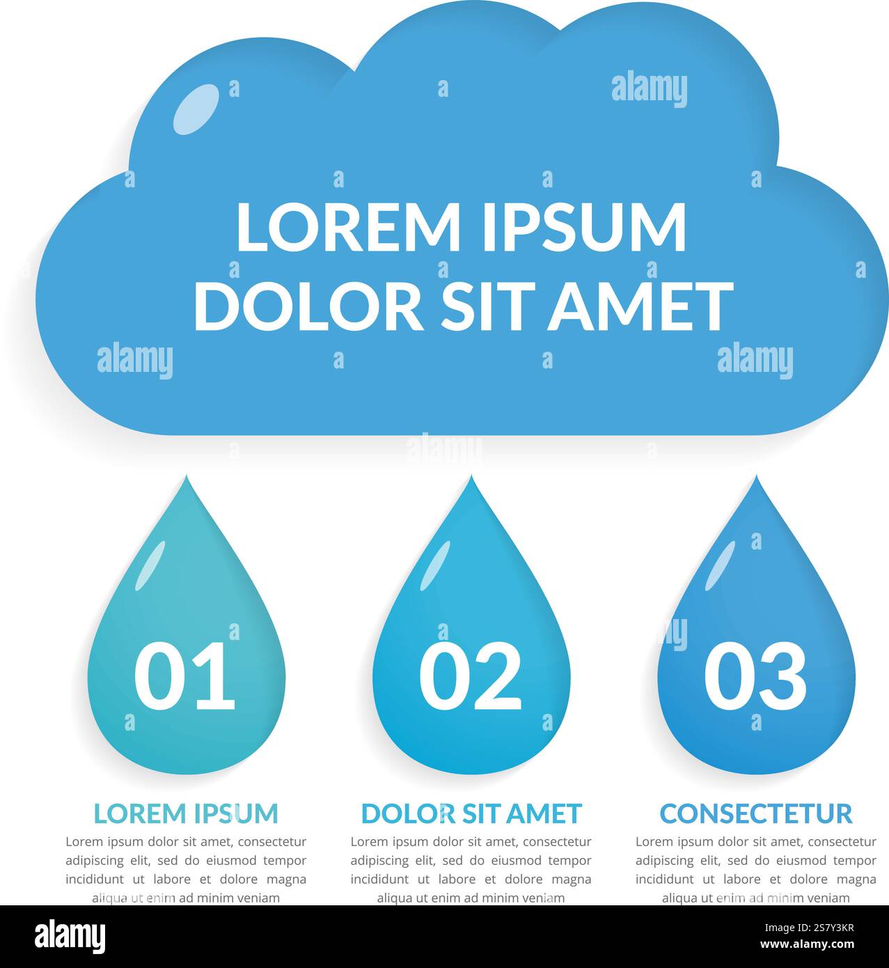 Infographic template with three steps with water drops, water infographics, vector eps10 ...