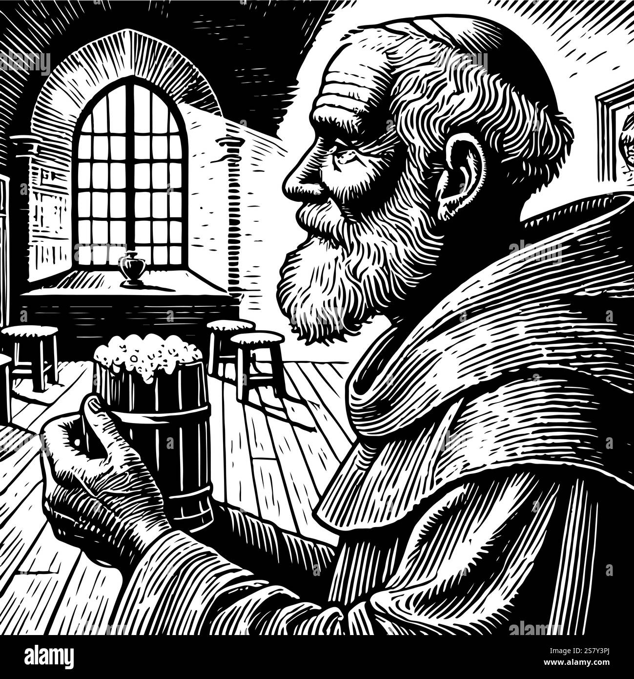 Monk wine medieval Cut Out Stock Images & Pictures - Alamy