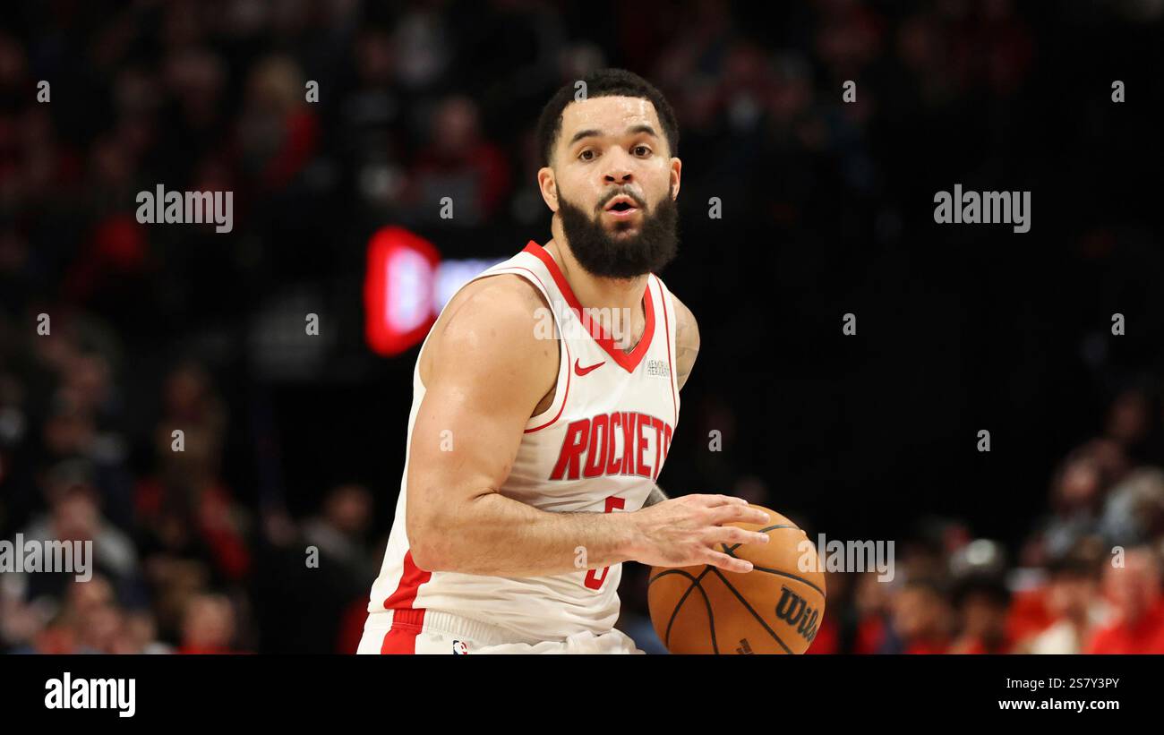 Houston Rockets guard Fred VanVleet (5) plays during an NBA basketball ...