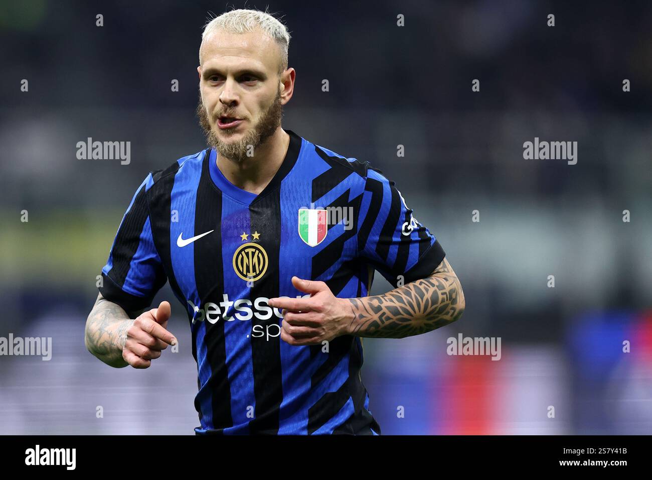 Milano, Italy. 19th Jan, 2025. Federico Dimarco of Fc Internazionale looks on during the Serie A ...