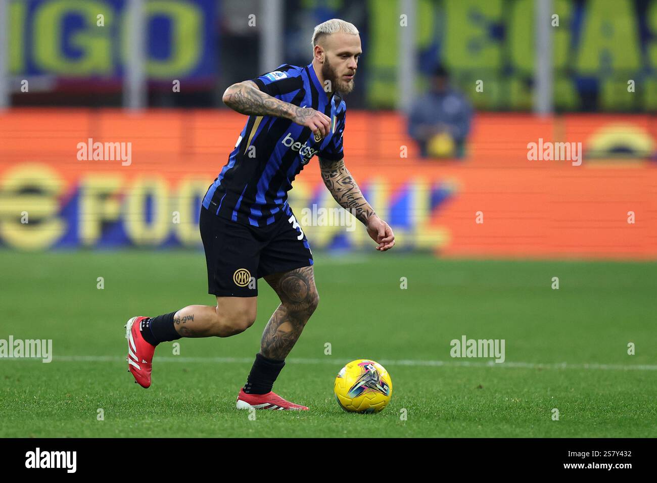 Milano, Italy. 19th Jan, 2025. Federico Dimarco of Fc Internazionale in action during the Serie ...