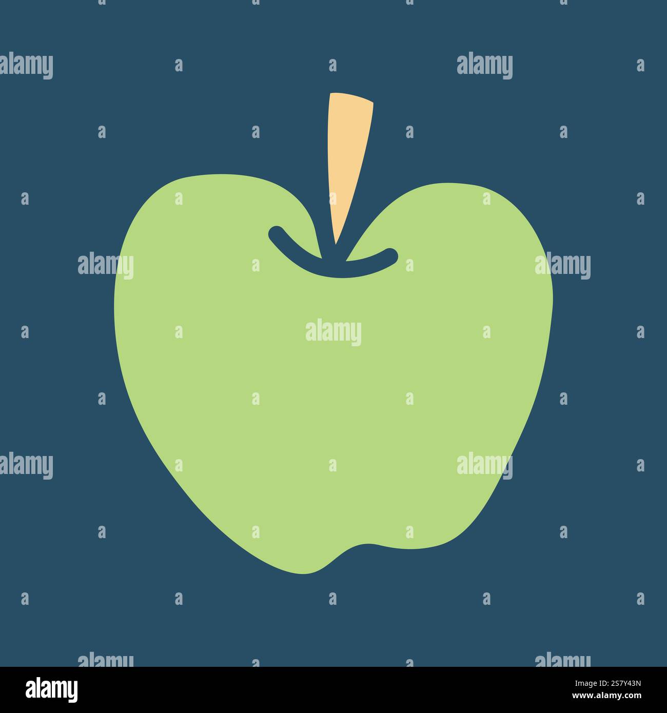 Apple doodle icon hand drawn in a modern minimalistic style and colored ...