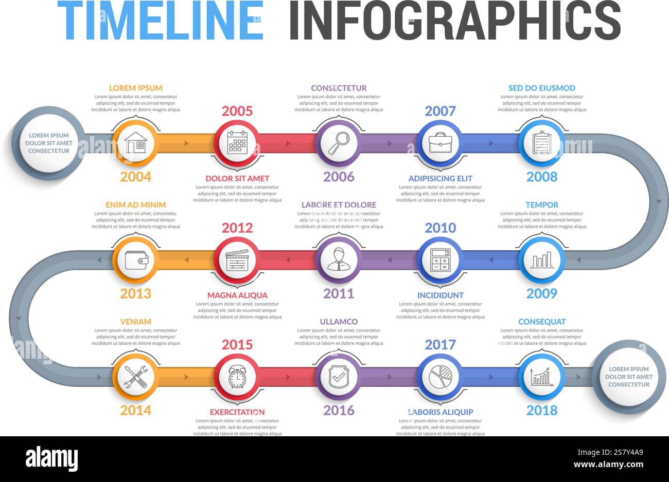 Timeline infographics template with 15 steps, workflow, process ...