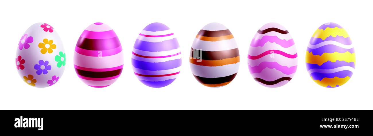 Easter eggs colorful drawing clipart set. Easter egg 3d clip art ...