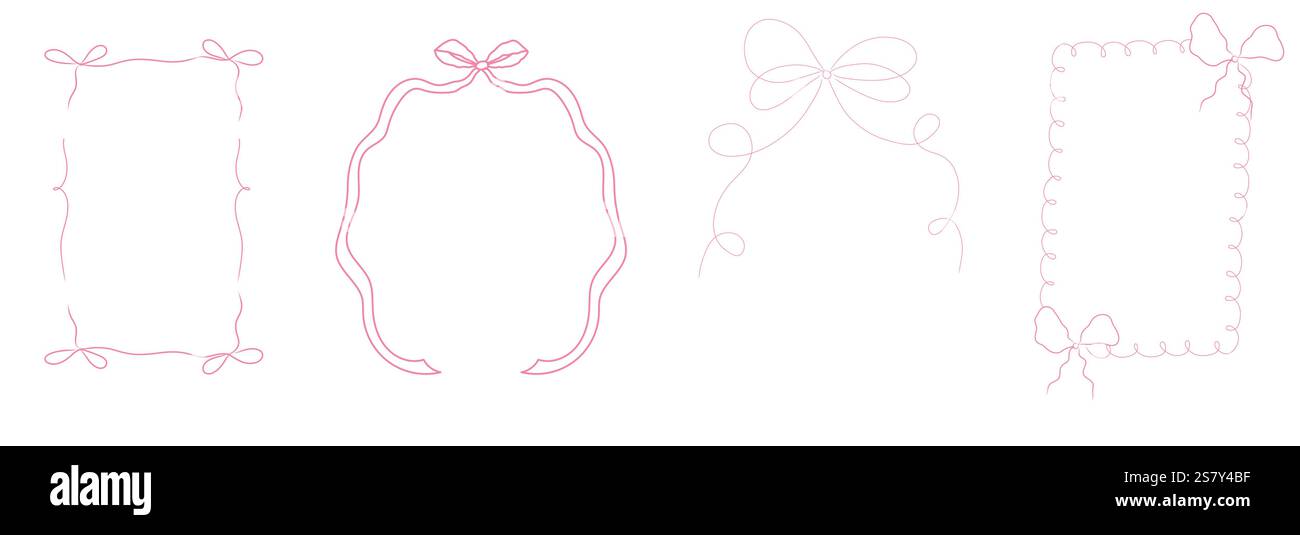 Romantic coquette ribbon frame, wedding ornate curly border collection ...