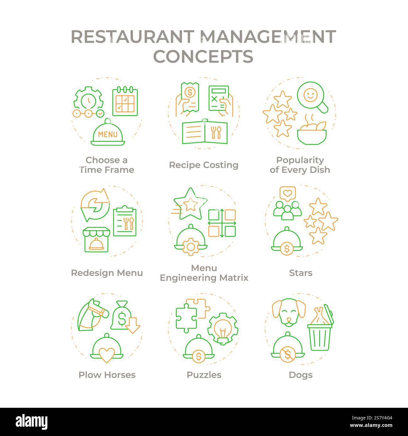 Restaurant management duo tone concept icons Stock Vector Image & Art ...