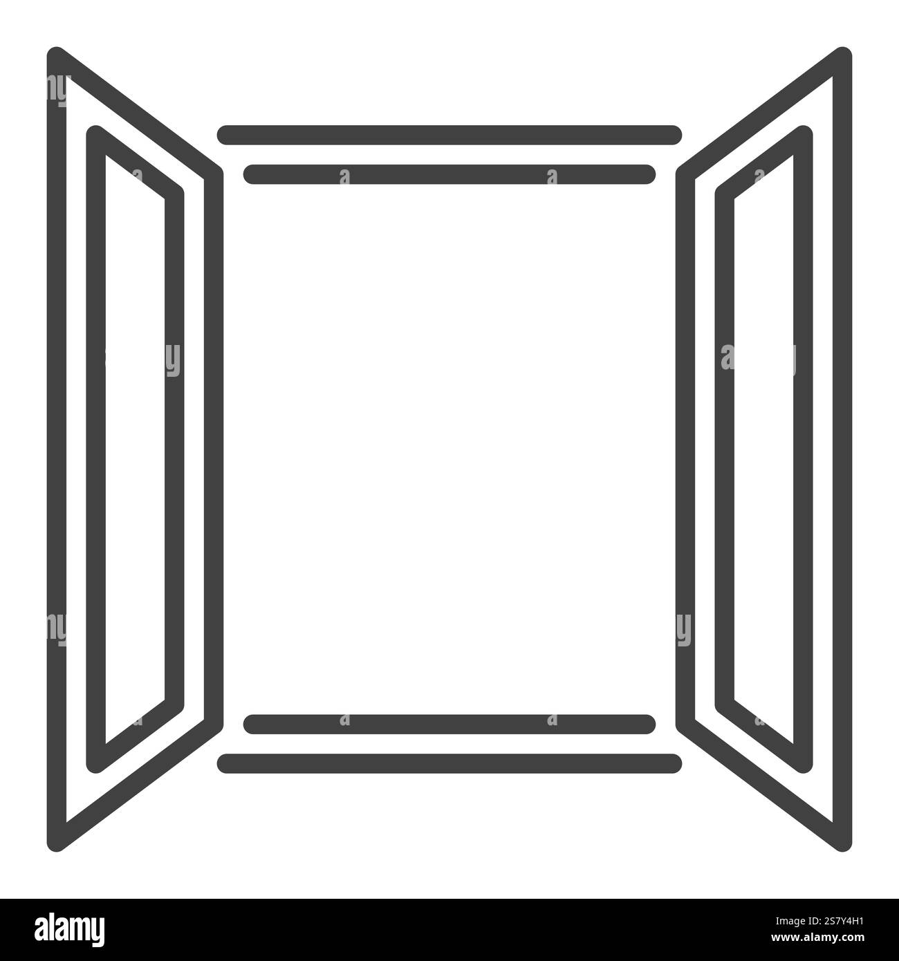 Vector Wide Opened Glass Window concept icon or sign in thin line style ...