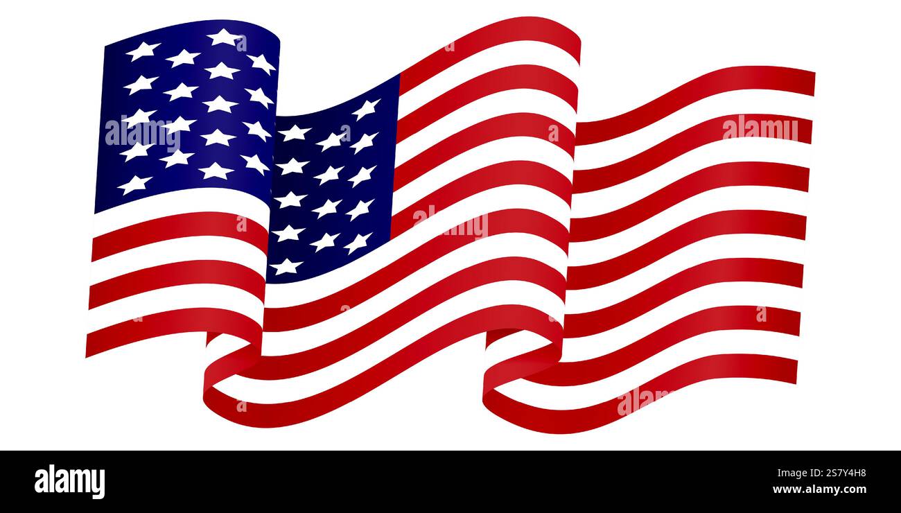 American Flag. Waving United States flag illustration with red and ...