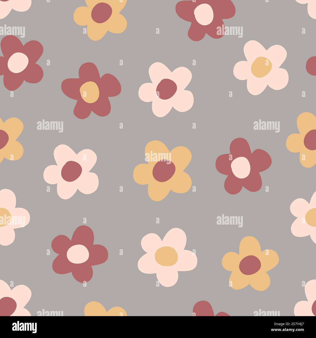 Cute and simple retro flowers seamless pattern. Vector illustration ...