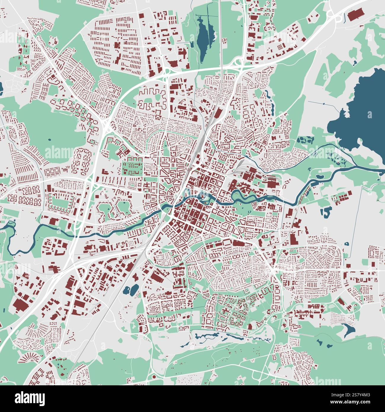 Map of Orebro, Sweden. Detailed city vector map with buildings ...