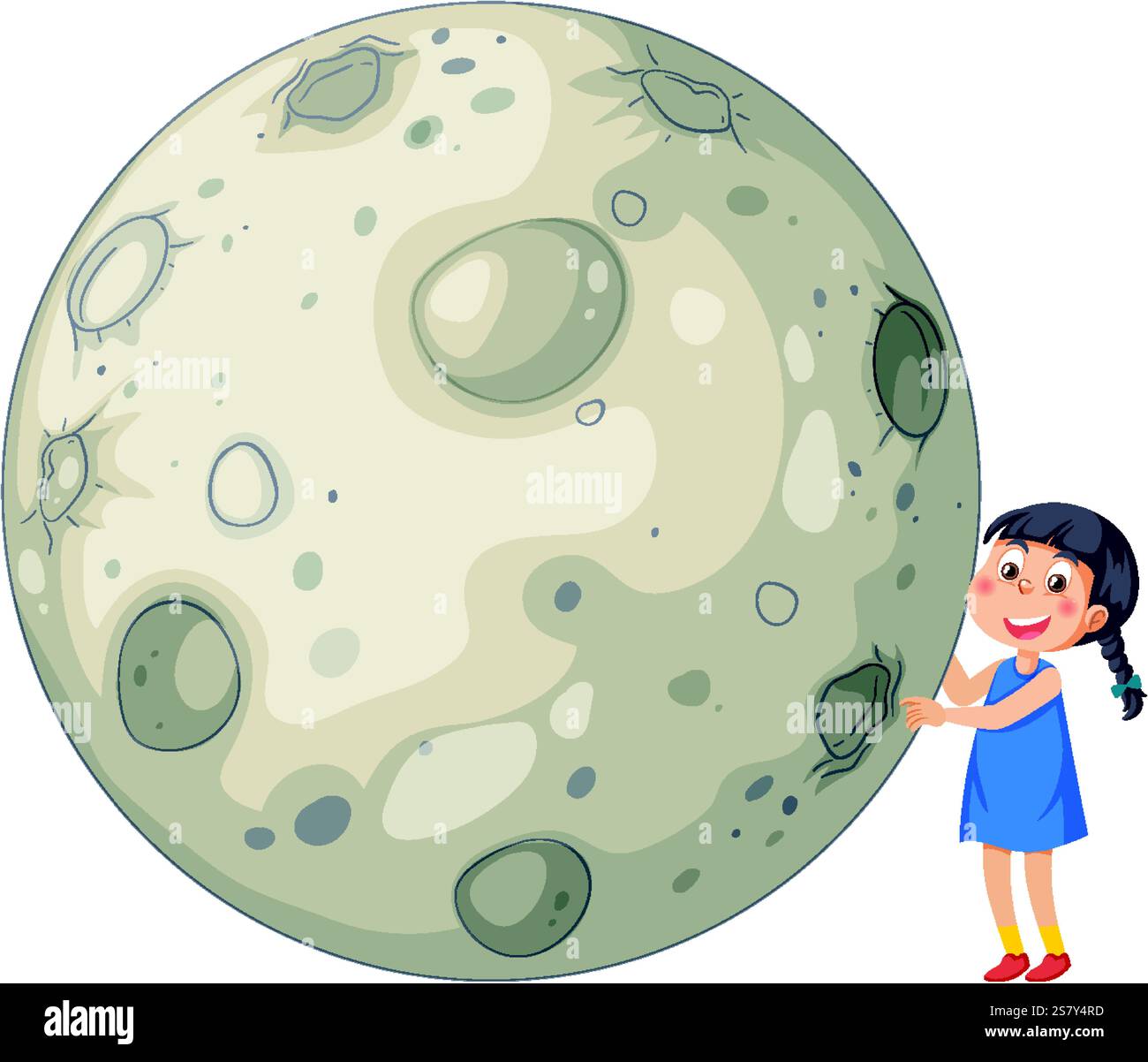 A girl embraces the moon with joy Stock Vector Image & Art - Alamy