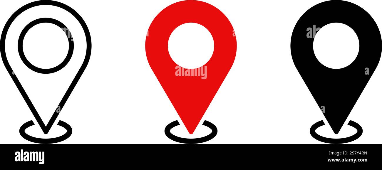 Set of map pin location icons. Modern map marker transparent. Vector Illustration Flat pinpoint ...