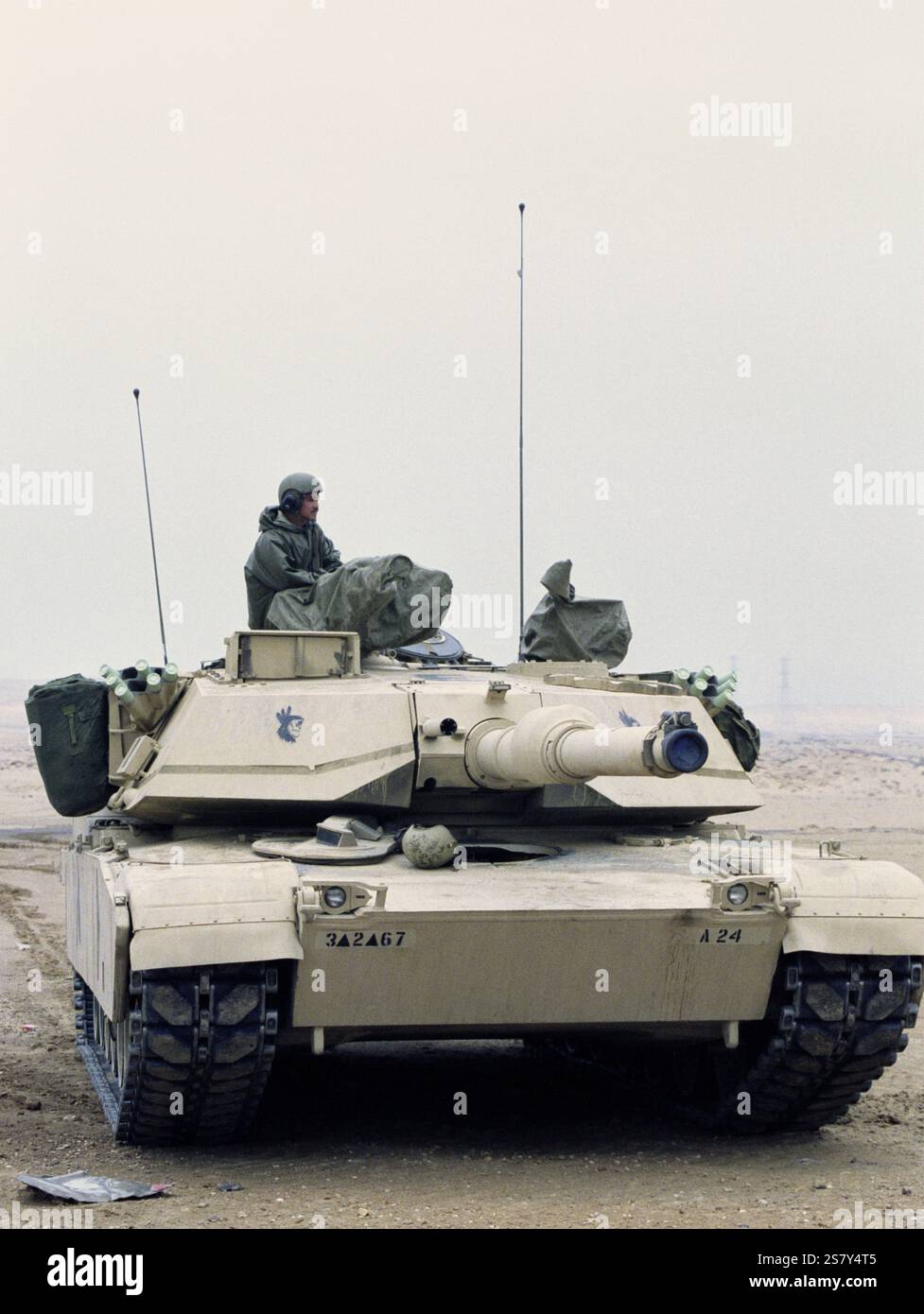 First Gulf War: 23rd March 1991 A U.S. Army soldier on his M1A1 Abrams ...