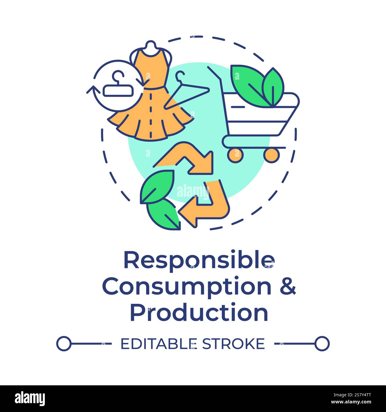 Responsible consumption and production multi color concept icon Stock ...