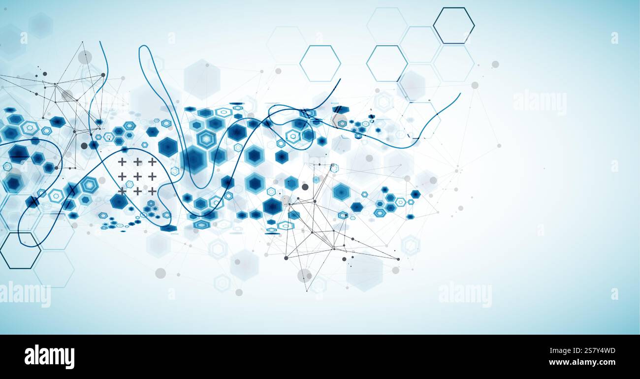 Abstract hexagon background with plexus effect for design works. Vector ...