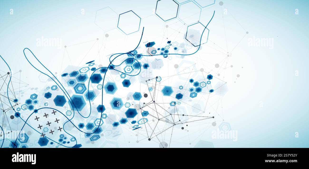 Abstract hexagon background with plexus effect for design works. Vector ...