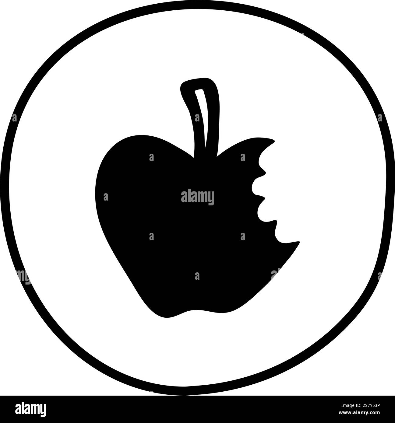 Apple doodle icon hand drawn with black line in freehand style. Vector ...