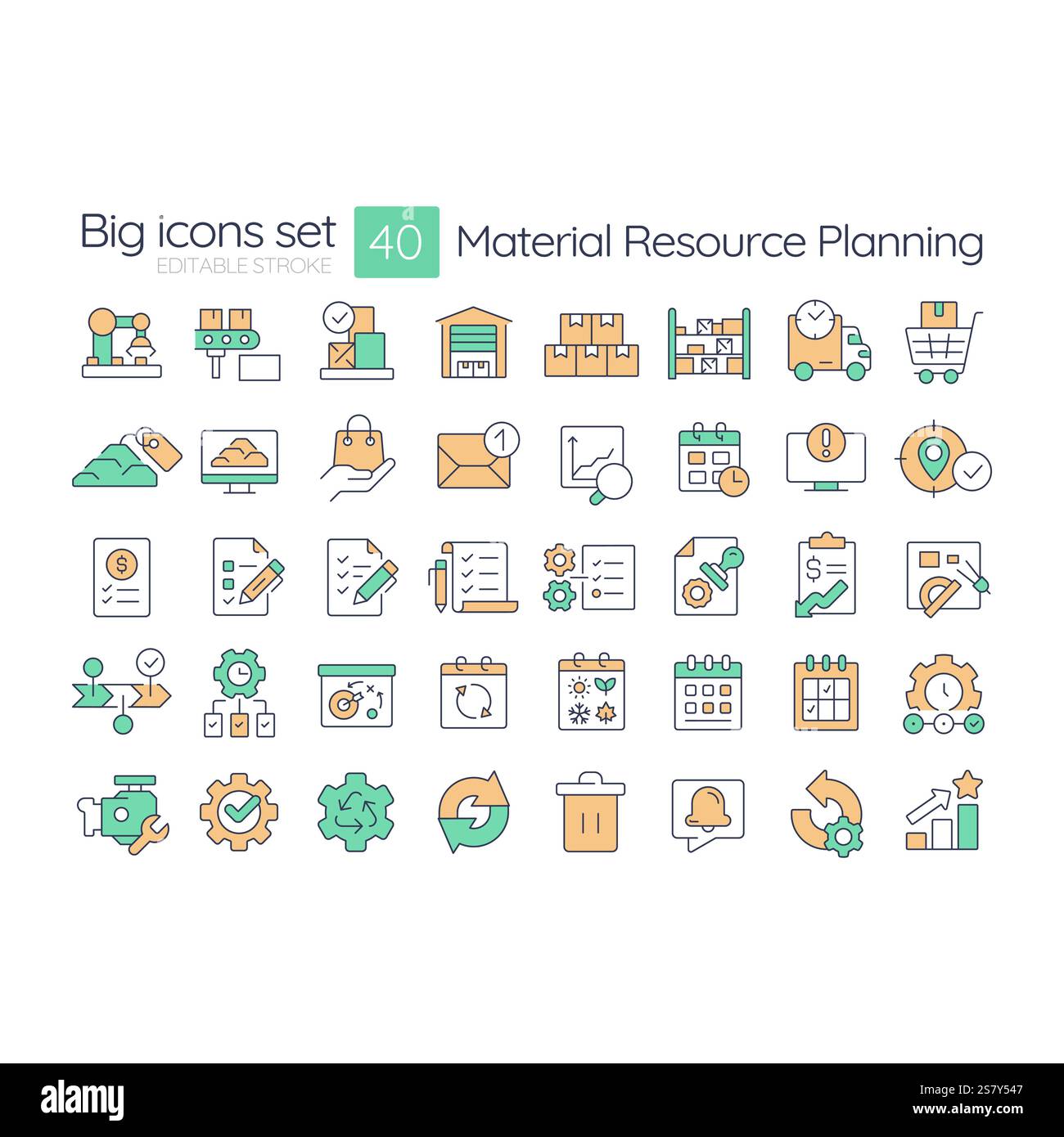 Material resource planning RGB color icons set Stock Vector Image & Art ...