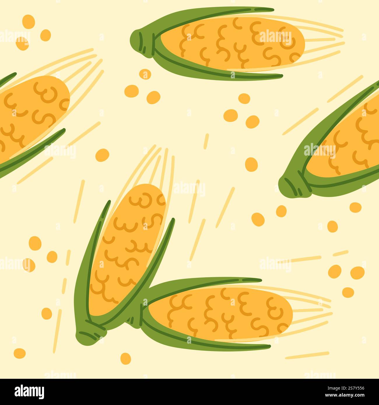 Seamless pattern. Fresh corn cob with green husk. Sweet Corn healthy ...