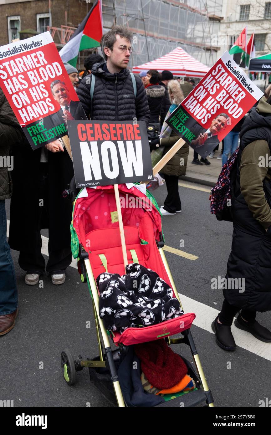 Protesters Keir Starmer poster at Pro Palestine static rally in ...
