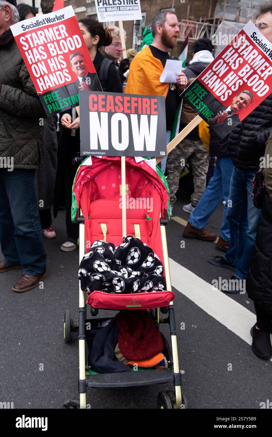 Protesters Keir Starmer poster at Pro Palestine static rally in ...