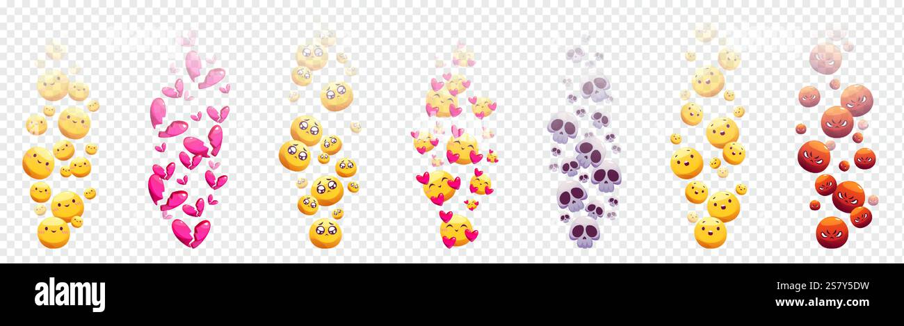 Social media emoji flying isolated on transparent background. Vector ...