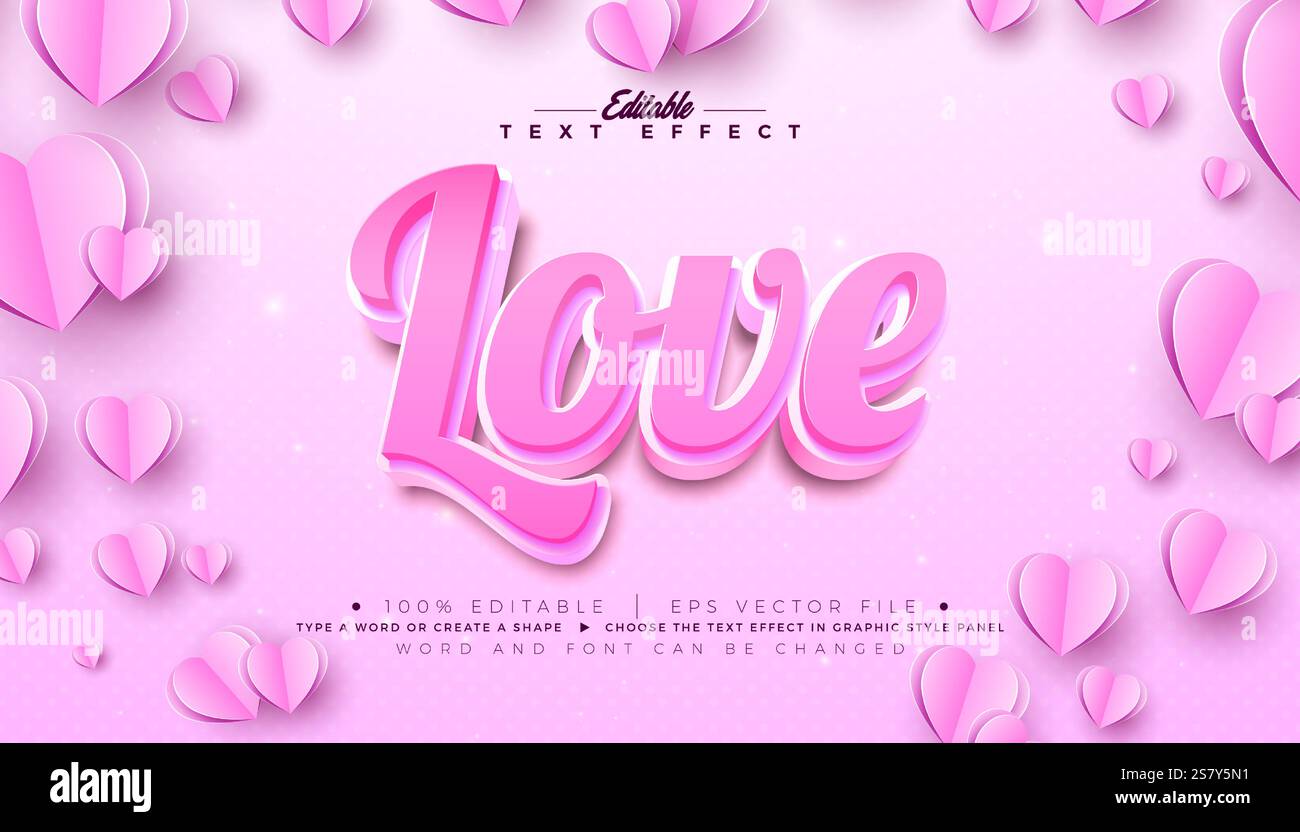 Love 3D Text Effect Design Editable and Scalable Vector Graphic Style ...