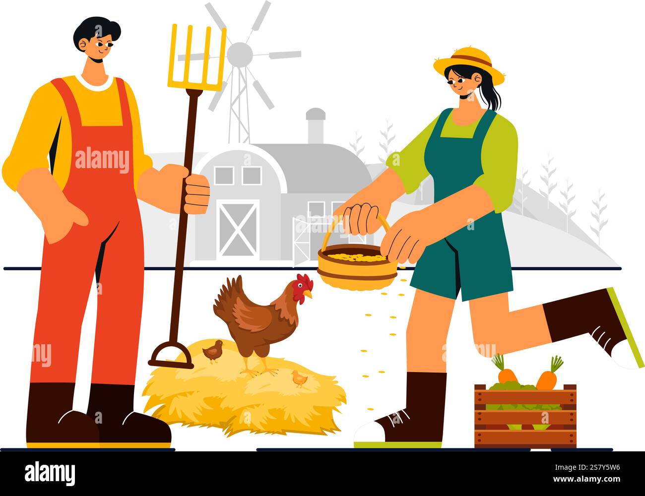 Agricultural farm in landscape Cut Out Stock Images & Pictures - Alamy