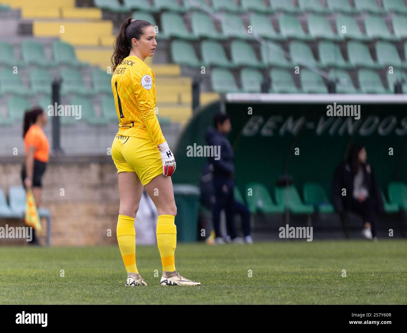 January 19, 2025. Alcochete, Portugal. Sporting's goalkeeper from USA Hannah Seabert (1) in ...