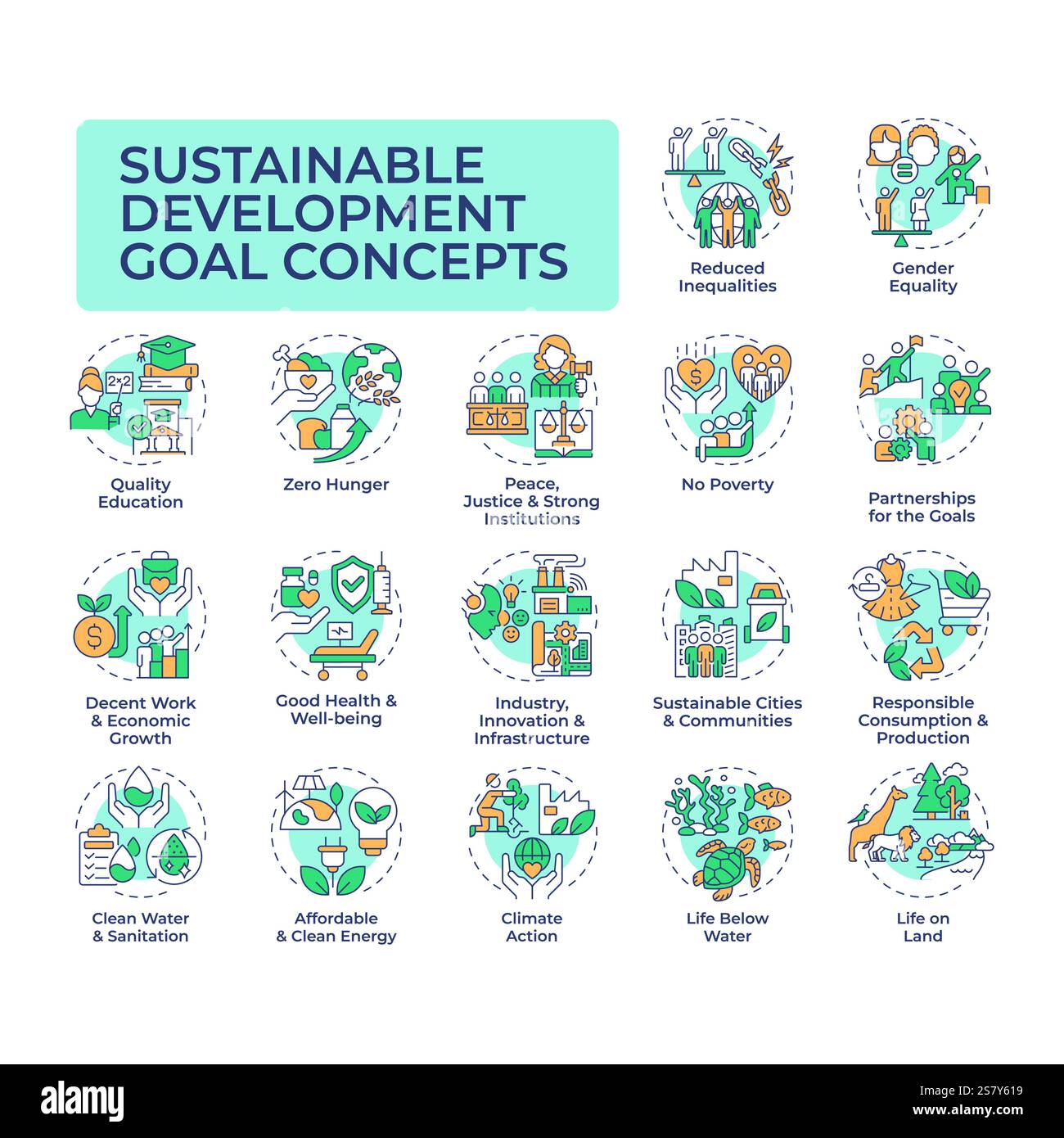 Flat icons sustainable development Cut Out Stock Images & Pictures - Alamy