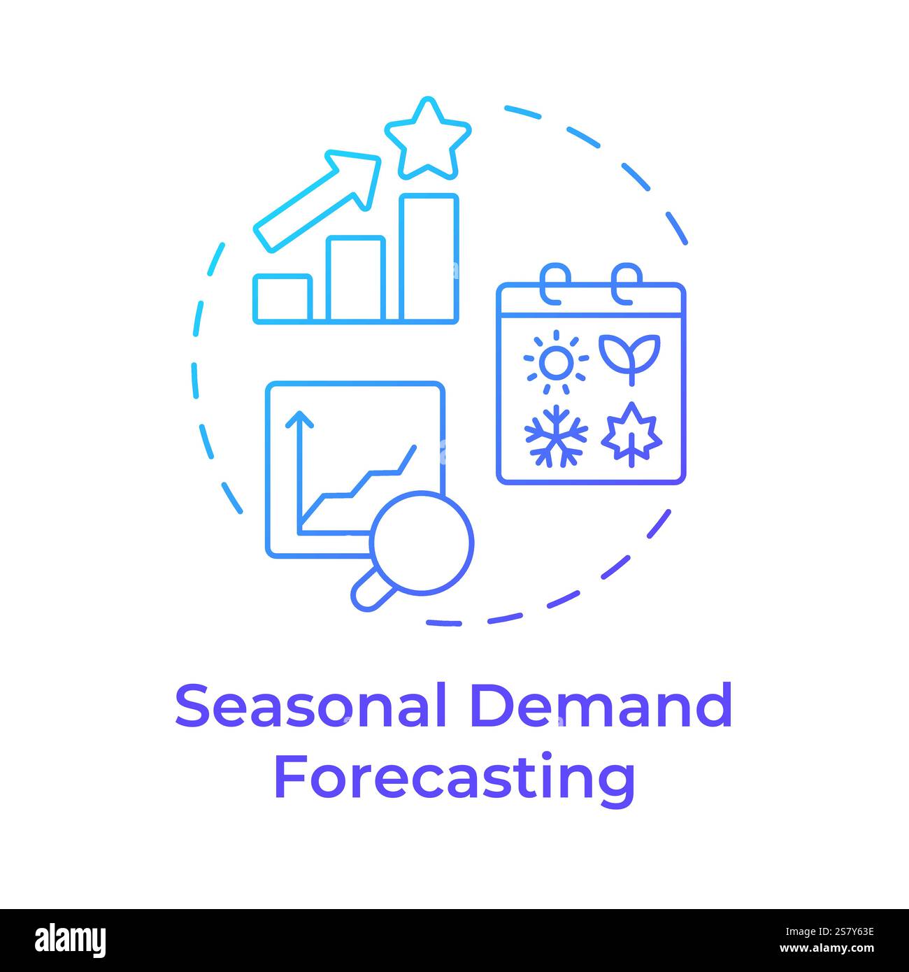 Seasonal demand forecasting blue gradient concept icon Stock Vector ...