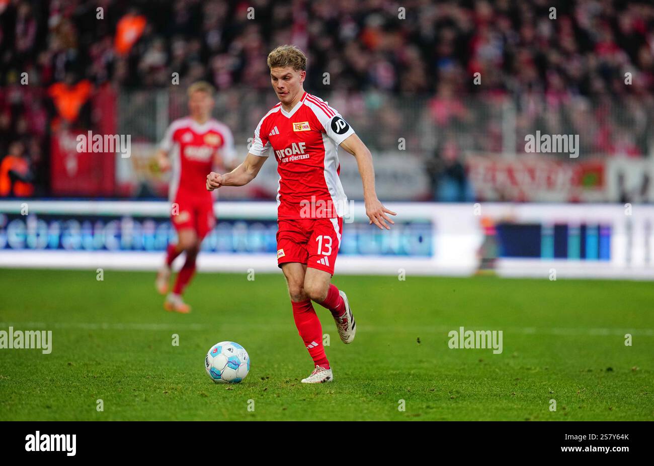 January 19 2025: Andras Schafer of Union Berlin controls the ball ...
