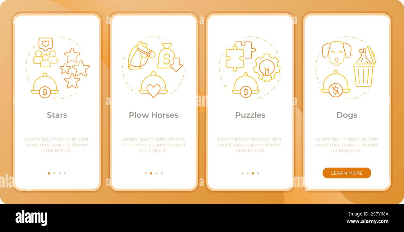 Menu engineering matrix onboarding mobile app screen Stock Vector Image ...